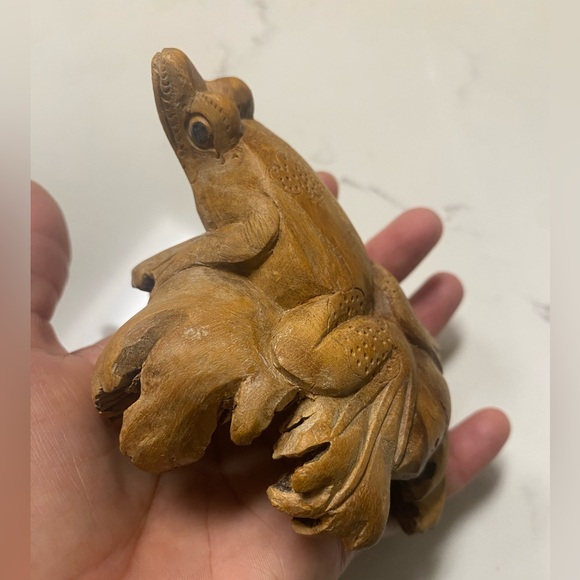 Source Unknown | Art | Drift Burl Light Wood Hand Carved Frog Statue ...